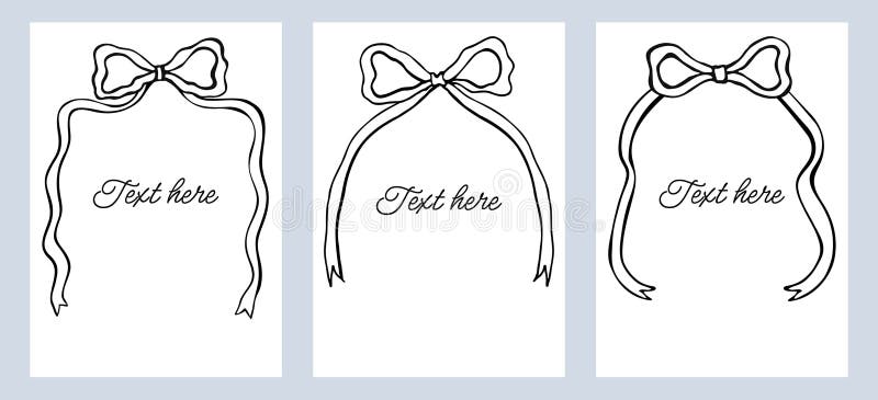 Set Bow Frames. Hand Drawn Black Frames with Cute Bow Isolated on ...