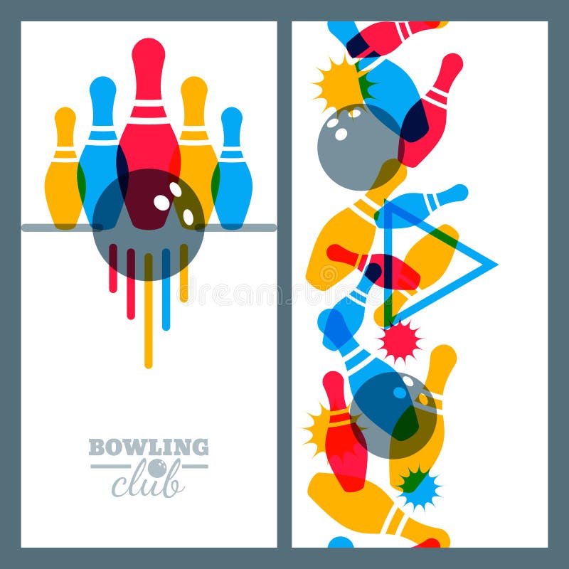 Set of Bowling Banner, Poster, Flyer or Label Design Elements. Stock ...