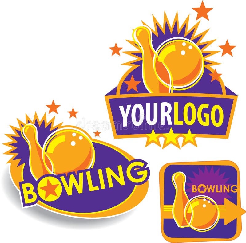 Set of Bowling Emblem/Signs Stock Vector - Illustration of yellow ...