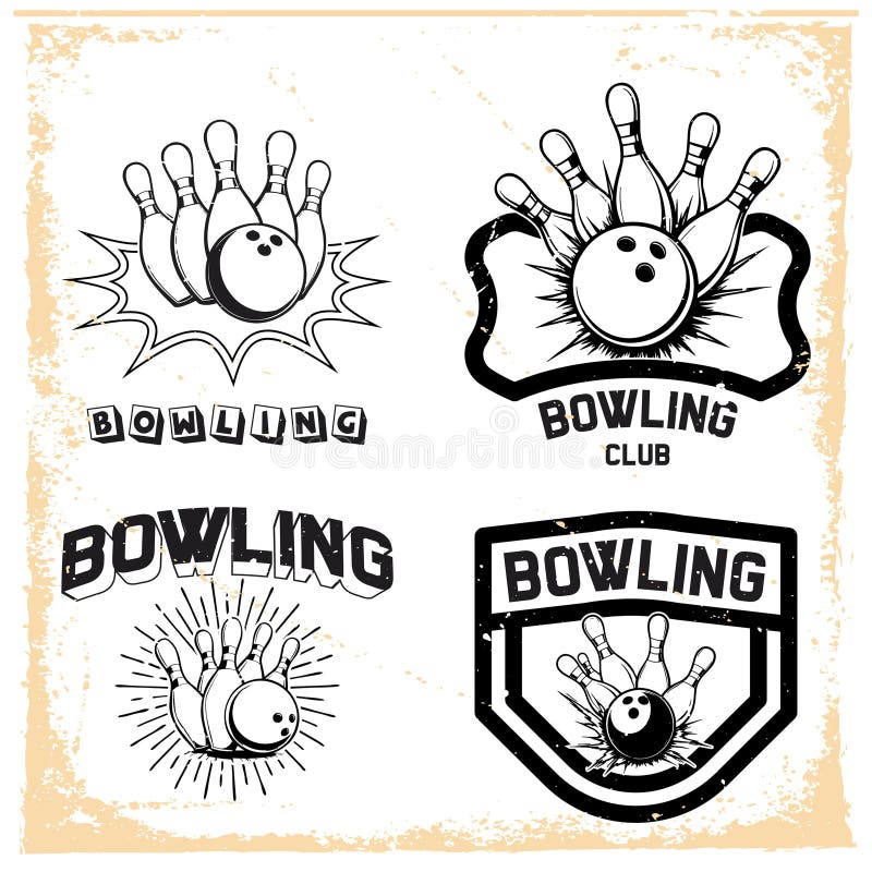 Set of Bowling Logo, Badge Design. Bowling Typography Art Stock Vector ...