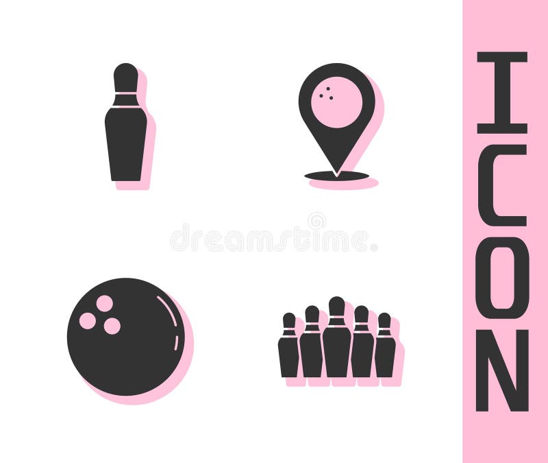 Set Bowling Pin, , Ball and Location with Bowling Icon. Vector Stock ...
