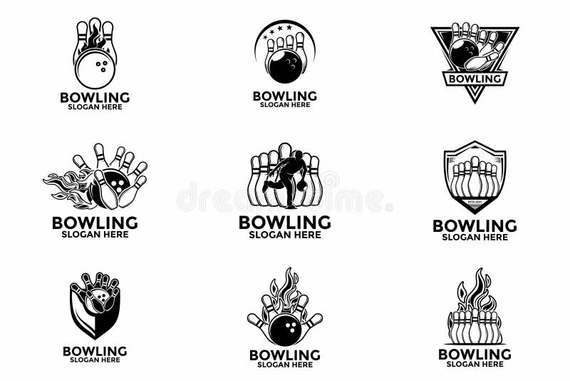 Set of Bowling Sports Logo Vector , Creative Bowling Vintage Logo ...