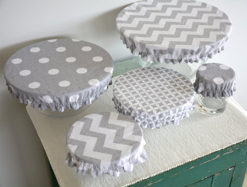 Set of Bowls Covered with Reusable Zero Waste Cloth Covers Stock Image ...
