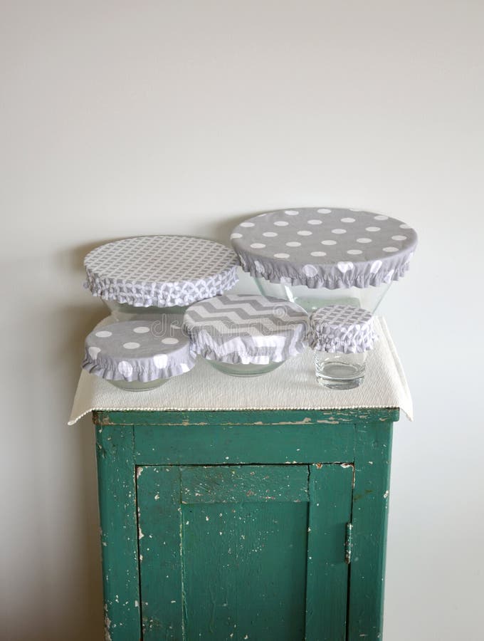Set of Bowls Covered with Reusable Zero Waste Cloth Covers Stock Photo ...