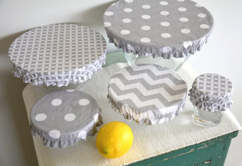 Set of Bowls Covered with Reusable Zero Waste Cloth Covers Stock Image ...