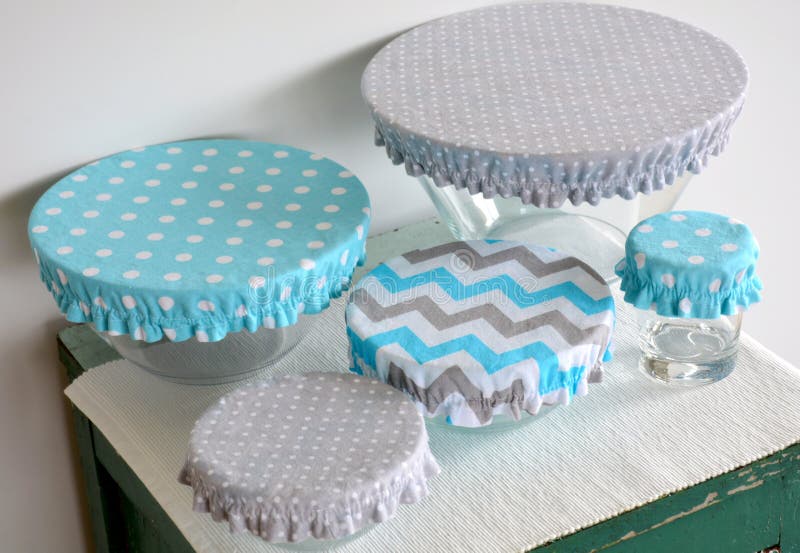 Set of Bowls Covered with Reusable Zero Waste Cloth Covers Stock Image ...