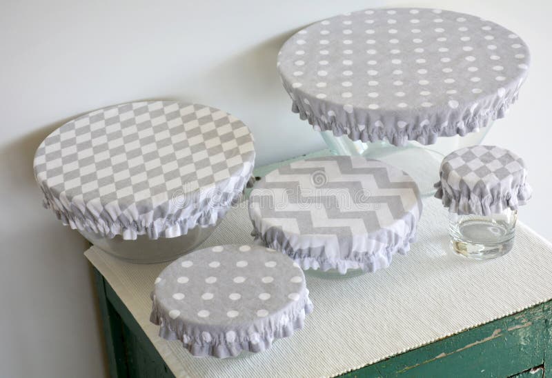 Set of Bowls Covered with Reusable Zero Waste Cloth Covers Stock Photo ...
