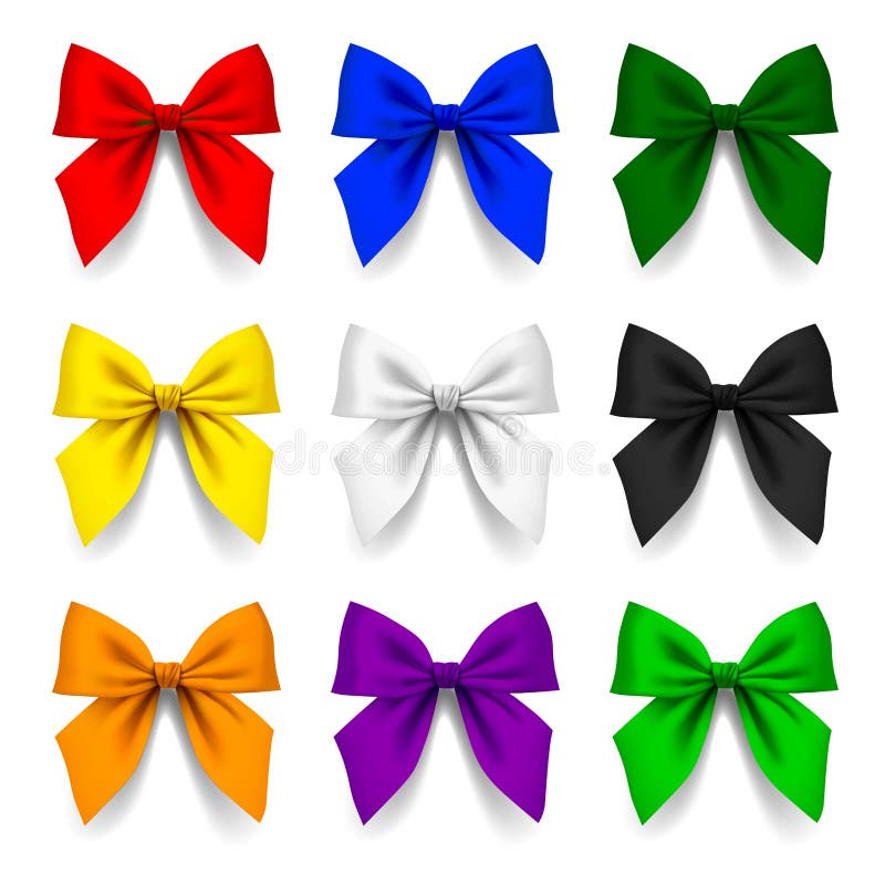 Set of Bows in Different Colors Isolated on White Background Stock ...