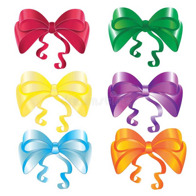Set of Bows in Different Colors Stock Vector - Illustration of knot ...