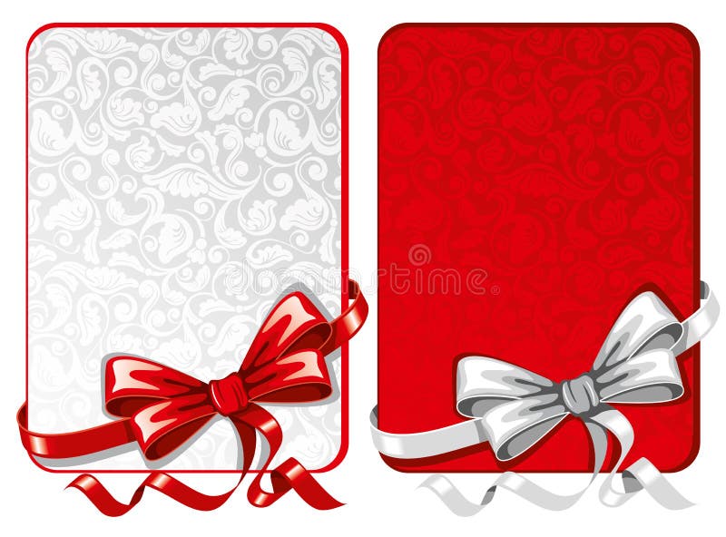 Set of Bows with Greeting Cards Stock Vector - Illustration of greeting ...