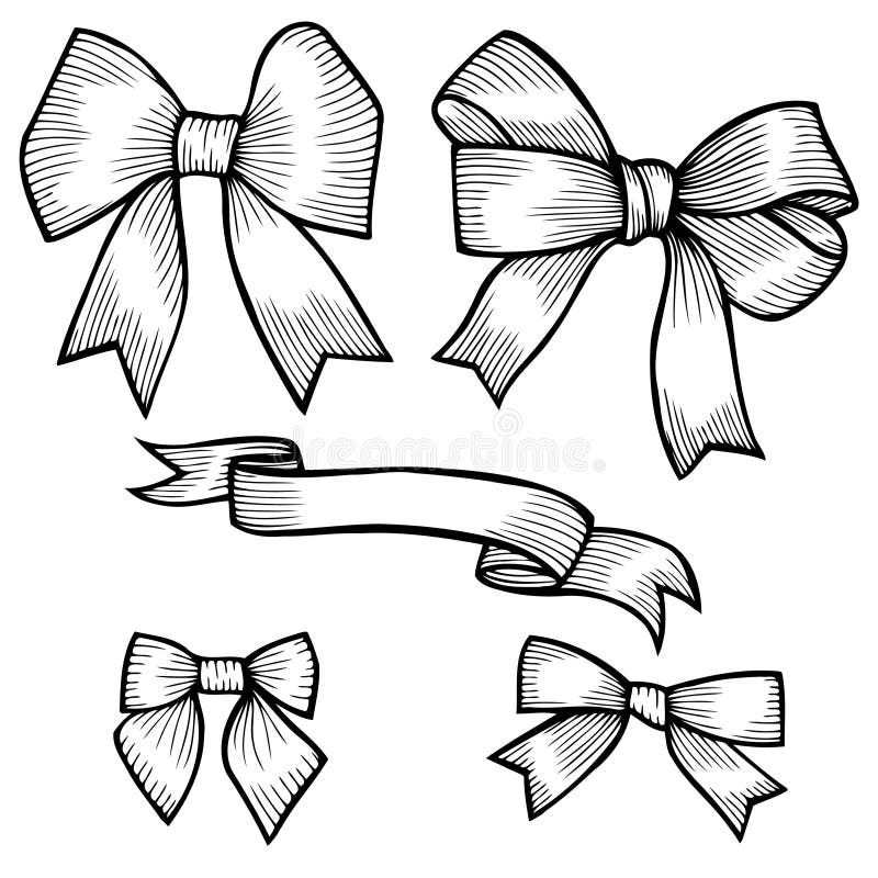 Set of bows, hand drawn stock vector. Illustration of grunge - 83606100