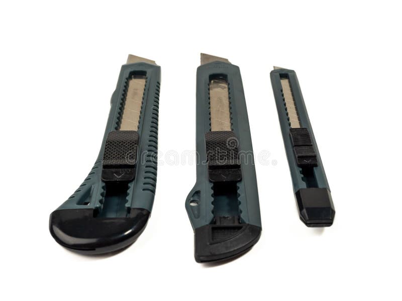 Set of Box Cutter on a White Background. Stock Photo - Image of ...