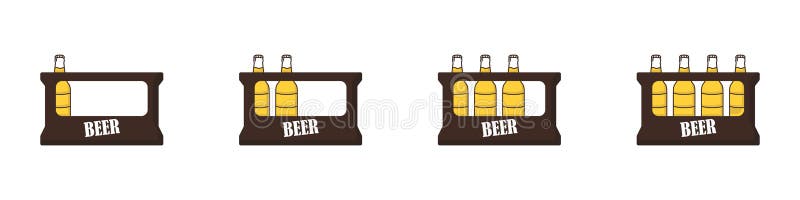 Beer Crate Vector. Set of Boxes with Bottles Vector. Set of Beer ...