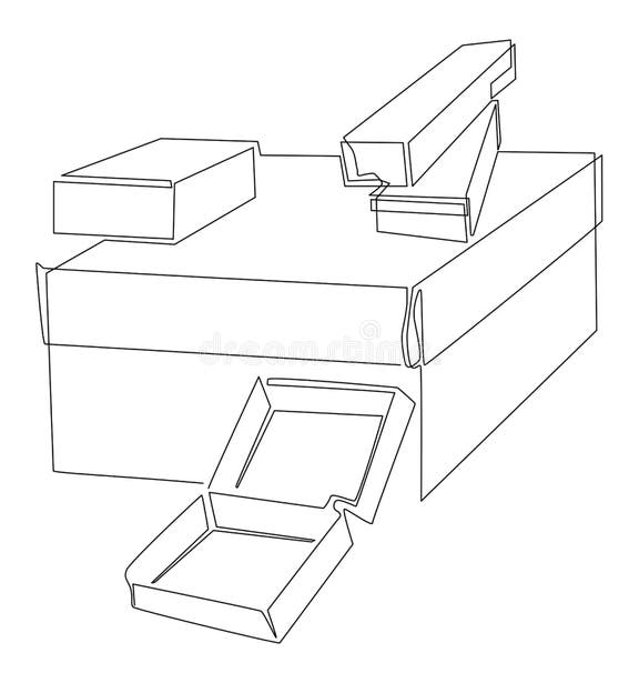 Set of Boxes of Different Sizes. Stacked Open and Closed Boxes Stock ...