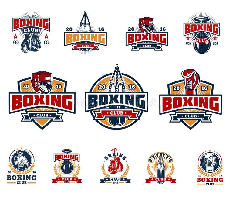 Set Boxing Badges, Stickers Isolated on White. Stock Illustration ...
