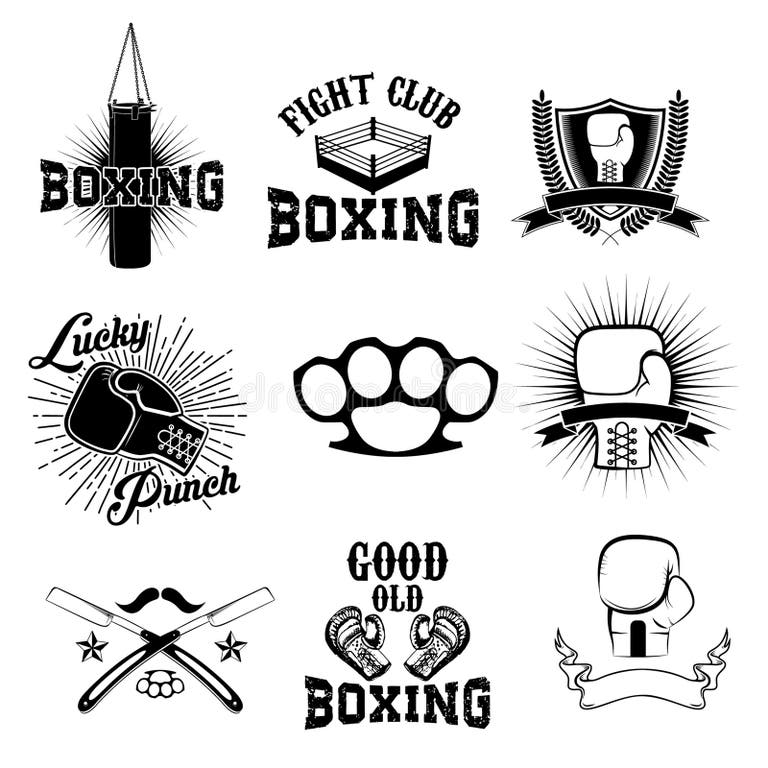 Set of the Boxing Club Labels, Emblems and Design Elements. Stock ...