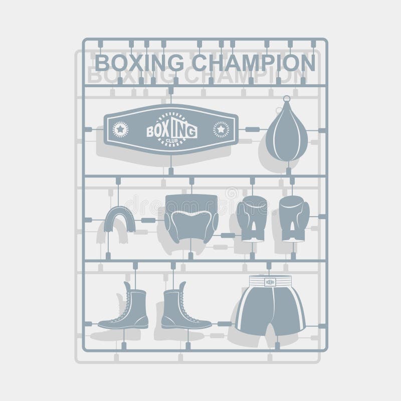 Set Boxing Equipment. Plastic Model Kits Stock Vector - Illustration of ...