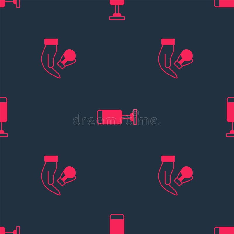 Set Boxing Glove and Punching Bag on Seamless Pattern. Vector Stock ...