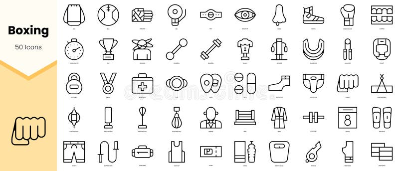Set of Boxing Icons. Simple Line Art Style Icons Pack Stock Vector ...