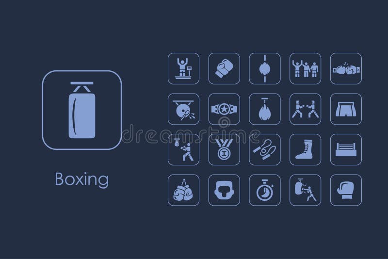 Set of boxing simple icons stock vector. Illustration of geometric ...