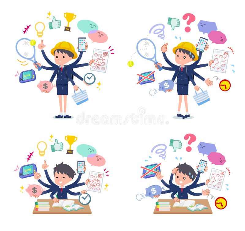 Flat Type Primary School Boy_mulch Task Stock Vector - Illustration of ...