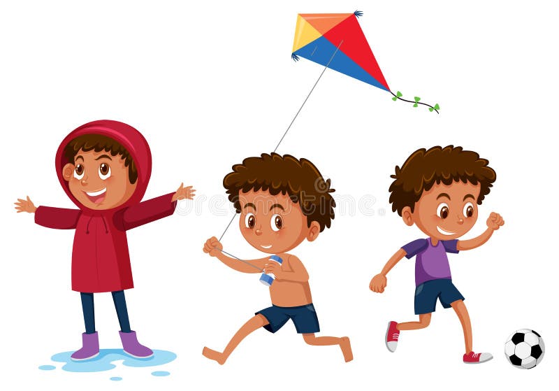 Set of a Boy Cartoon Character Doing Different Activities Stock Vector ...