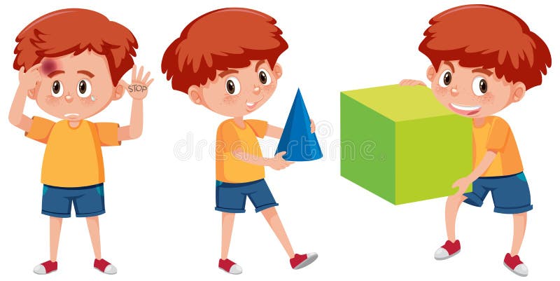 Set of a Boy Holding Different Math Tools Stock Vector - Illustration ...