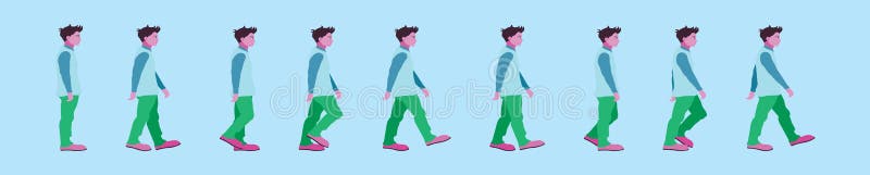 Set of Boy Walking Cartoon Icon Design Template with Various Models ...