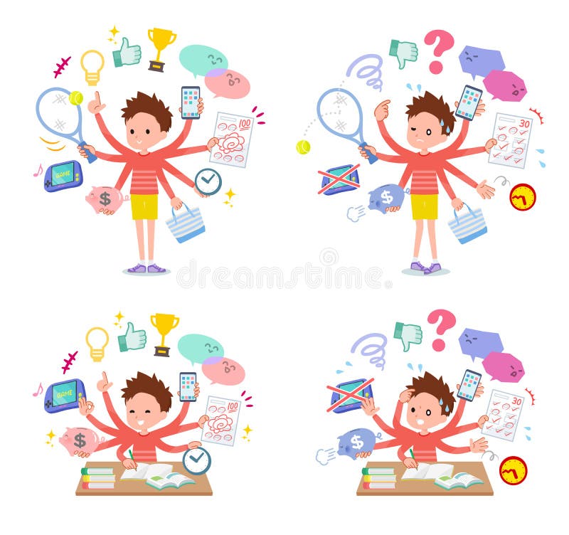 Kids Multitasking Stock Illustrations – 87 Kids Multitasking Stock ...