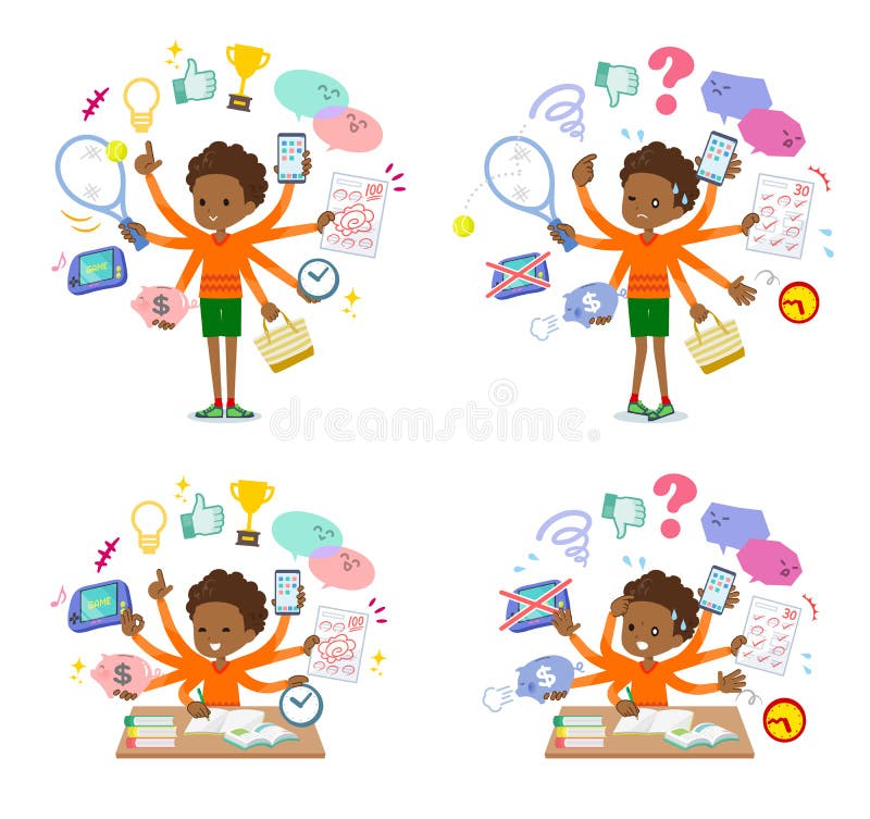 Kids Multitasking Stock Illustrations – 152 Kids Multitasking Stock ...