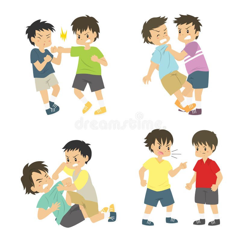 Kids Having a Fight Vector Collection Stock Vector - Illustration of ...