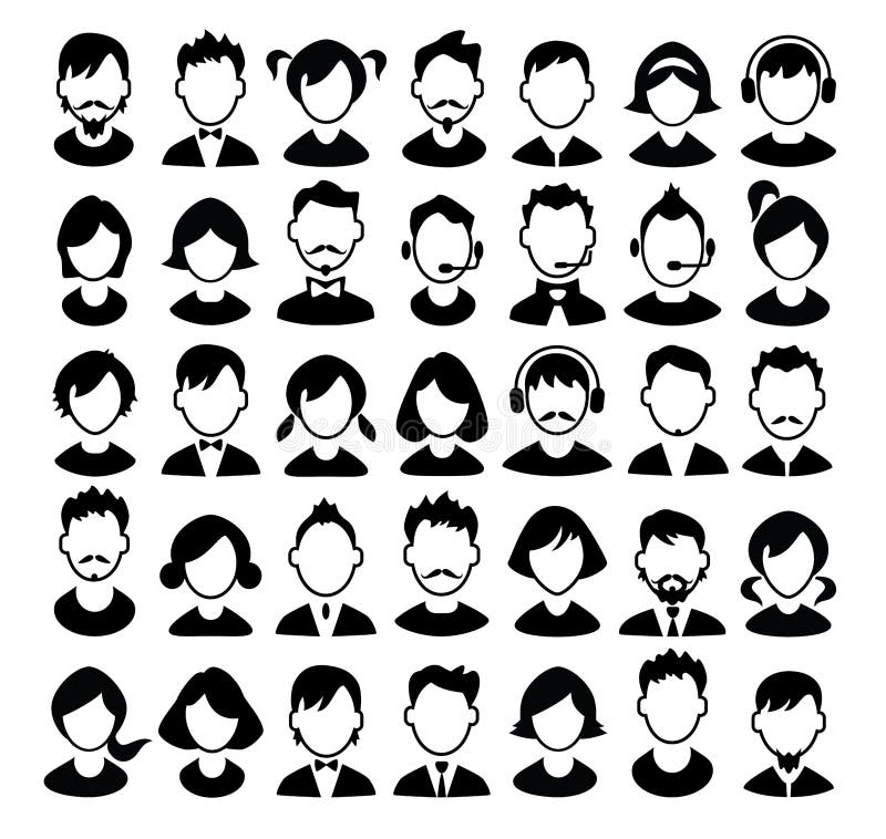 Set of Boys and Girls Avatars and Operator Icons. Stock Vector ...