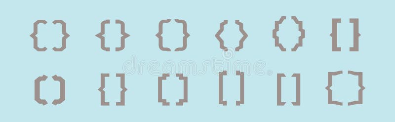 Set of Brackets Cartoon Icon Design Template with Various Models ...