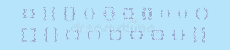 Set of Brackets Cartoon Icon Design Template with Various Models ...