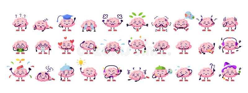 Set of brain cartoons stock vector. Illustration of idea - 206071240