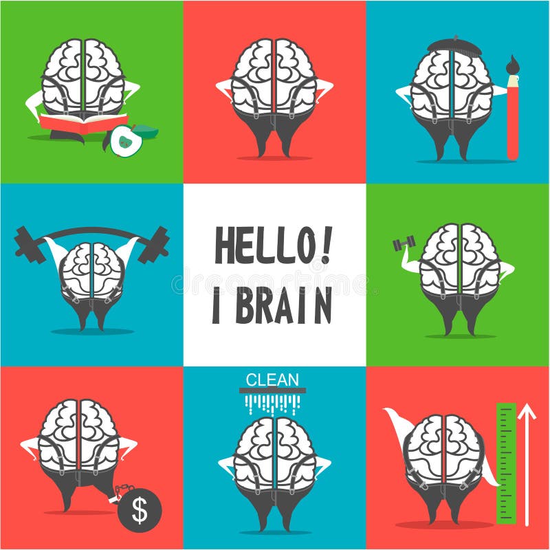 Set of brain icons stock vector. Illustration of invention - 91784167