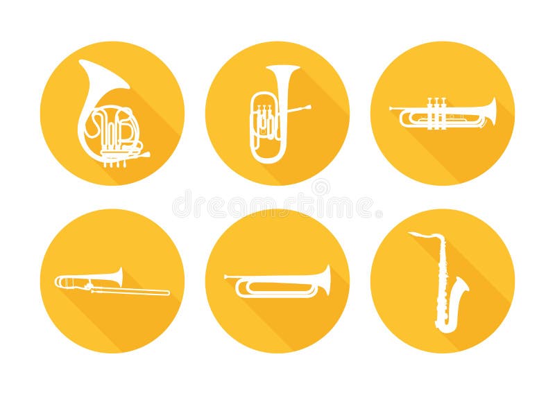 Set of Brass Musical Orchestra Instruments Stock Vector - Illustration ...