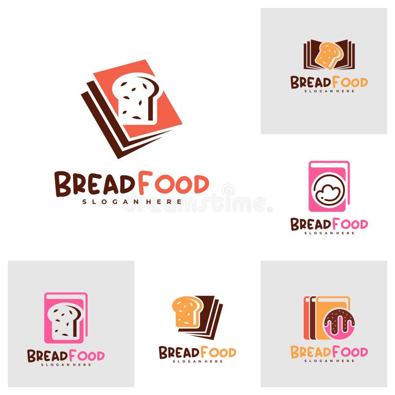 Set of Bread Book Logo Vector Template, Creative Bread Logo Design ...