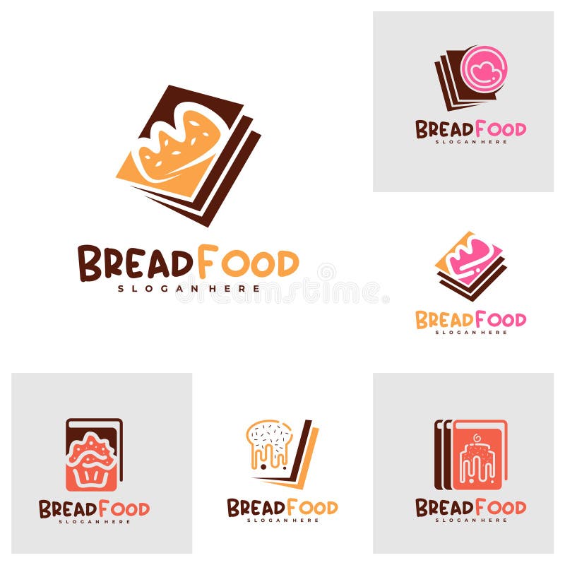 Set of Bread Book Logo Vector Template, Creative Bread Logo Design ...