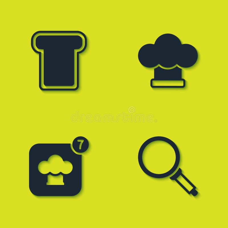 Set Bread Toast, Frying Pan, Chef Hat and Icon. Vector Stock ...