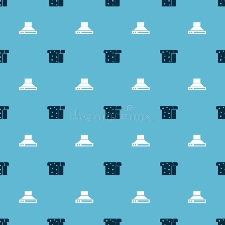 Set Bread Toast and Kitchen Extractor Fan on Seamless Pattern. Vector ...