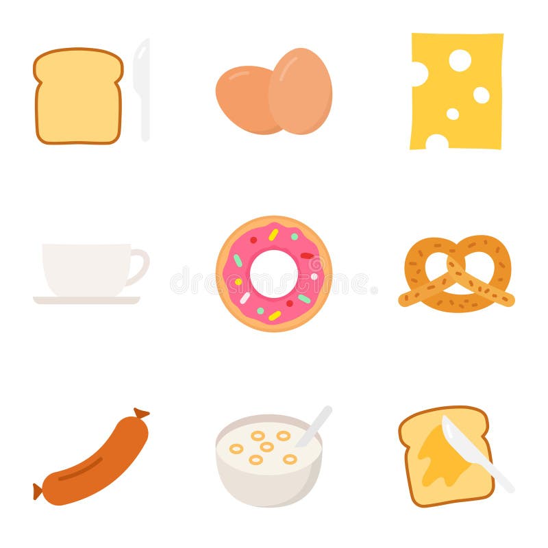 Set of Breakfast Icons. Various Tasty Food and Drinks Stock Vector ...