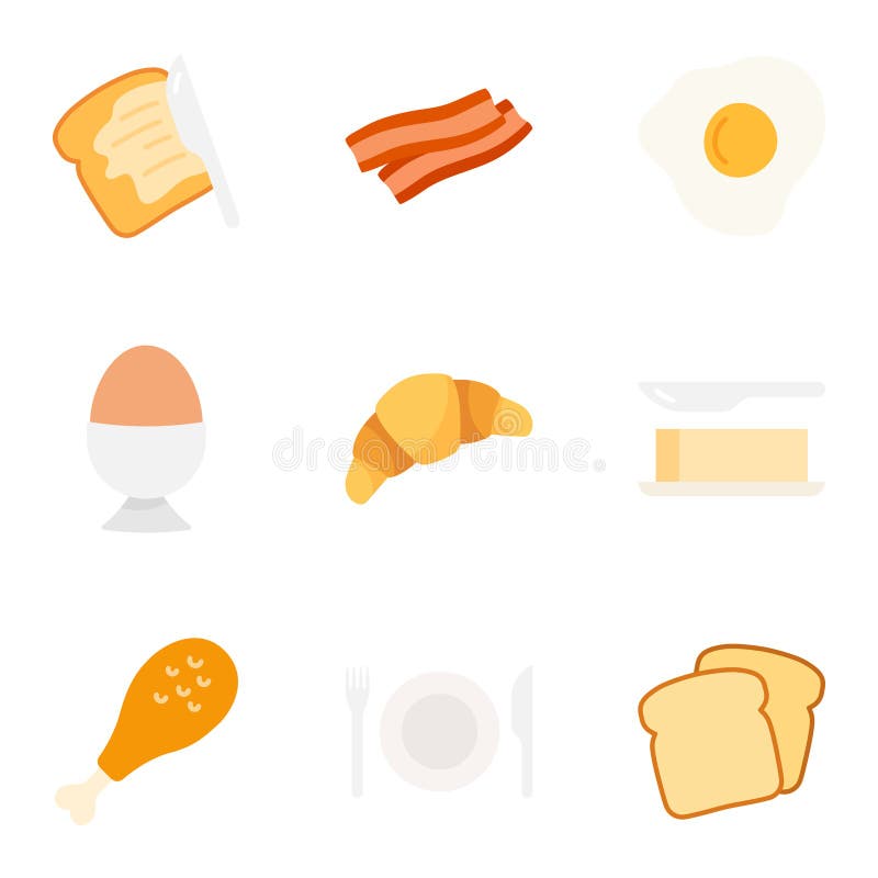 Set of Breakfast Icons. Various Tasty Food and Drinks Stock Vector ...
