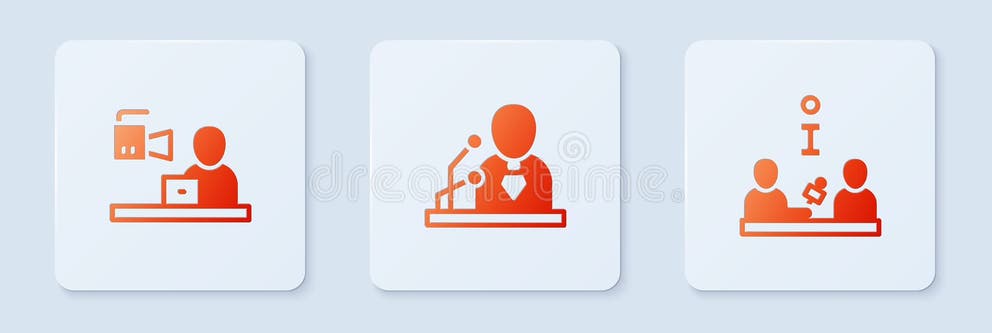 Set Breaking News, and Interview. White Square Button. Vector Stock ...