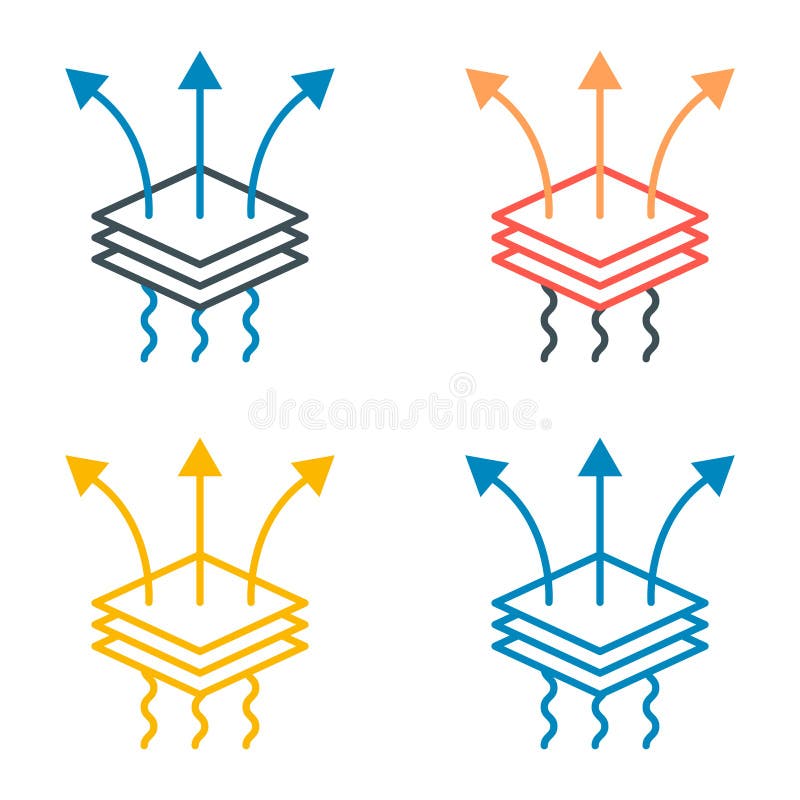 Set of Breathable Resistant Icon, Waterproof Material Protection Sign ...