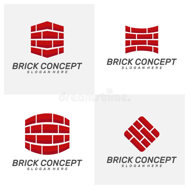 Set of Brick Building Logo Design Vector, Brickwork Simple Modern Logo ...