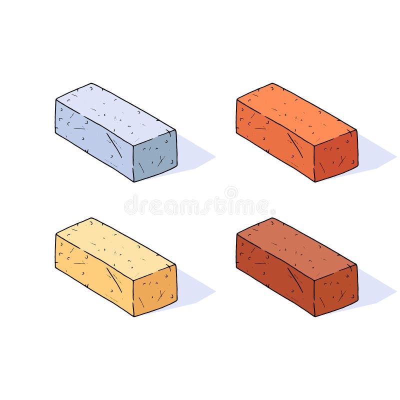 Set Brick Hand Drawn. Vector of Different Brick Building Stock Vector ...