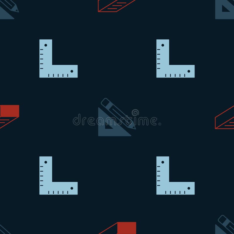 Set Brick, Triangular Ruler and Pencil and Corner on Seamless Pattern ...