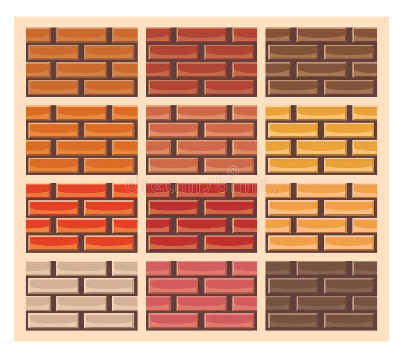 Set Of Brick Wall Textures In Different Colors Stock Illustration ...