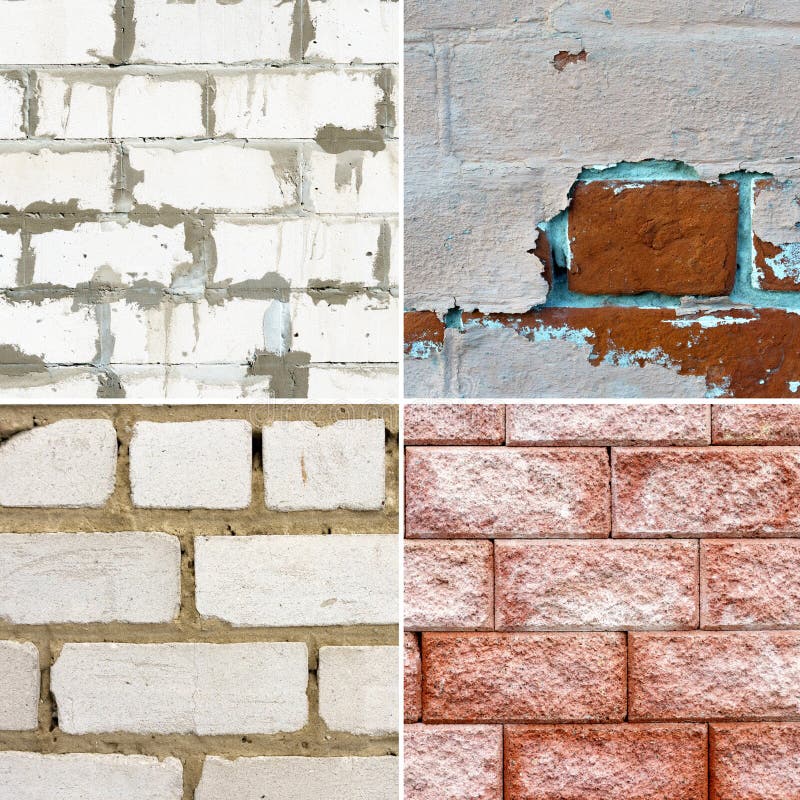 Set of Brick Walls of Different Colors. Realistic Different Brick ...